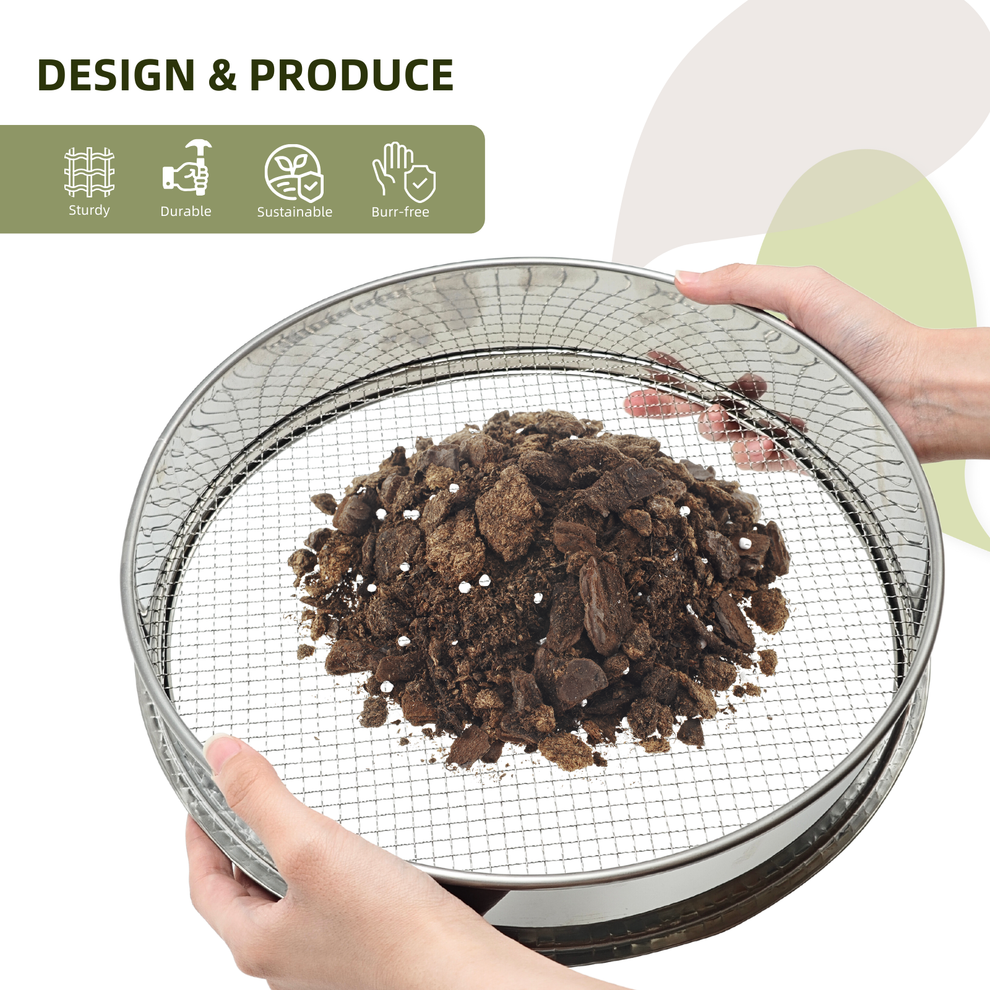 Soil Sifter 12 in (1/4” Mesh Screen) Repotting Stackable Sifter Garden ...